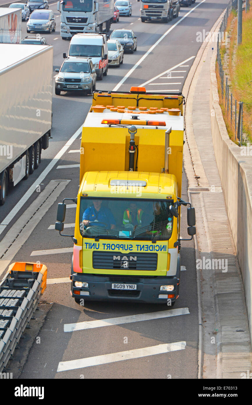 Incident support unit truck using the hard shoulder to reach accident ...