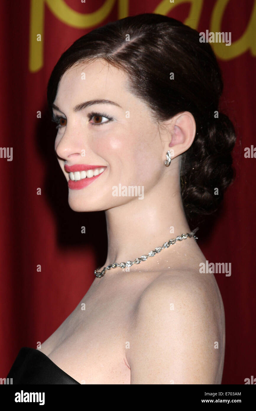 A waxwork figure of actress Anne Hathaway is unveiled at Madame ...
