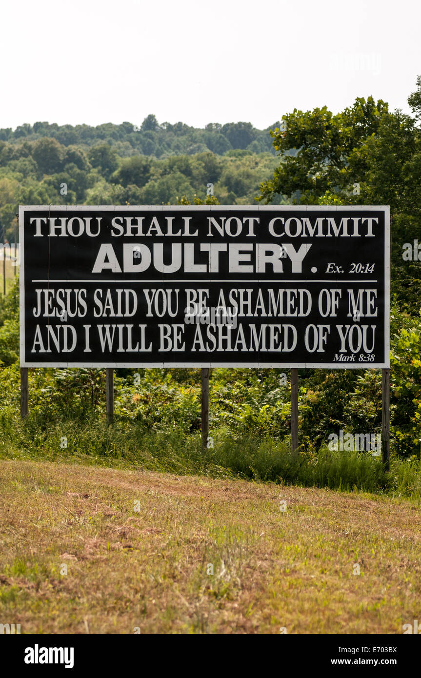 Thou Shall Not Commit Adultery road sign in Kentucky Stock Photo - Alamy