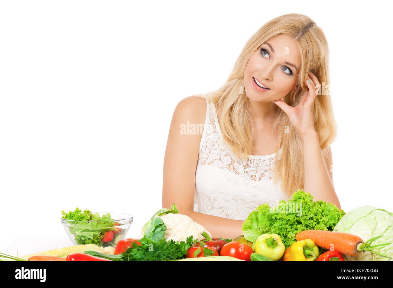 Woman with vegetables Stock Photo - Alamy