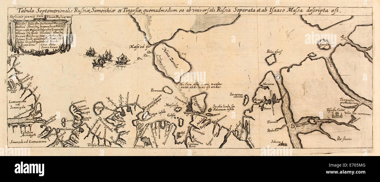 Map of Issac Massa voyage from "Zwölffte Schiffahrt Oder Kurtze ...