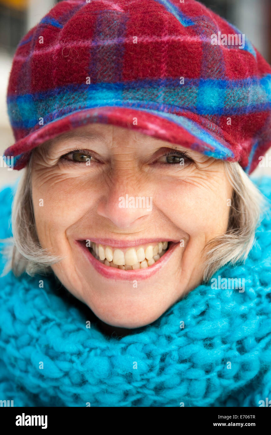 Elderly person with cap, portrait Stock Photo - Alamy