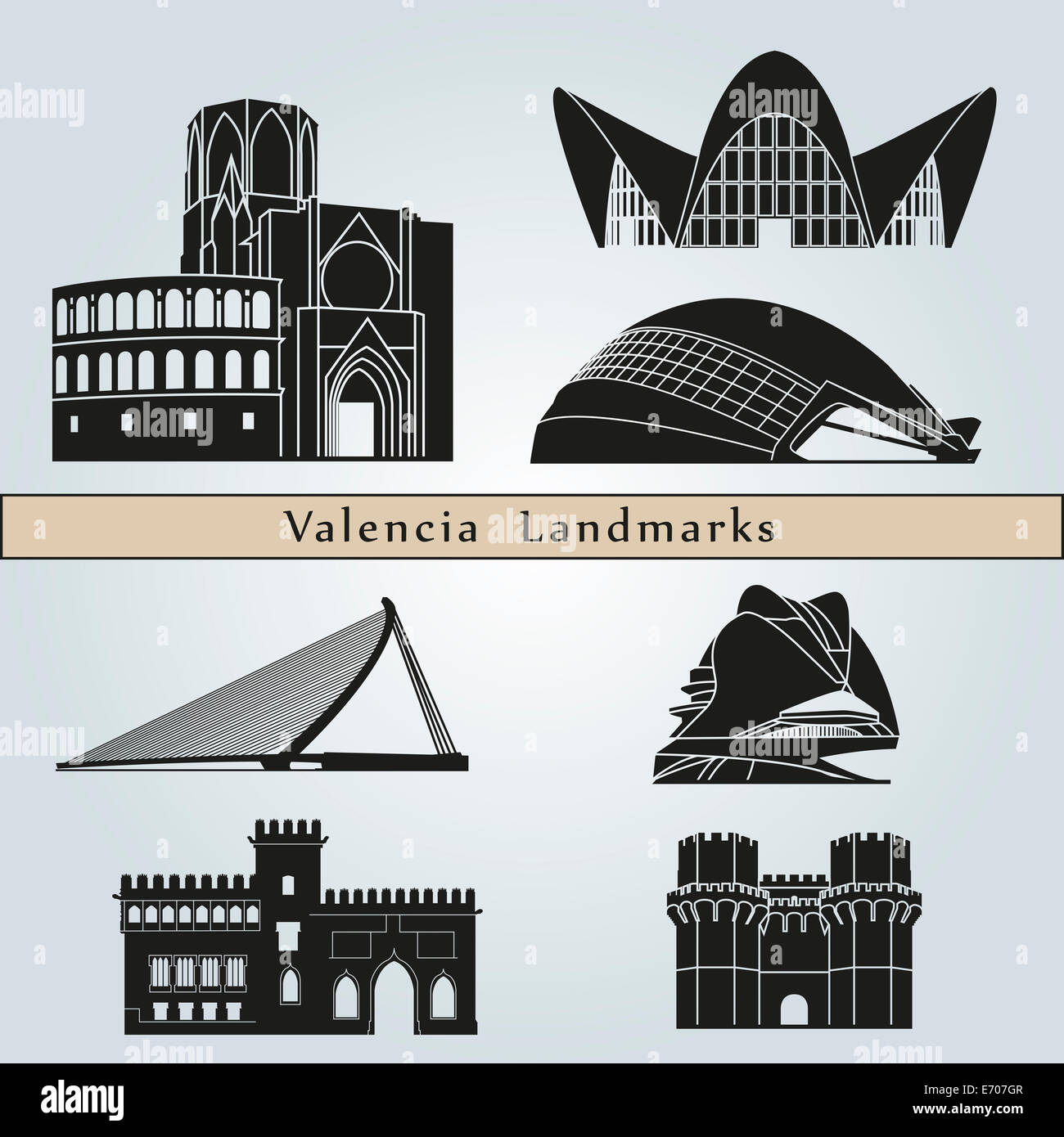 Valencia landmarks and monuments Stock Photo - Alamy