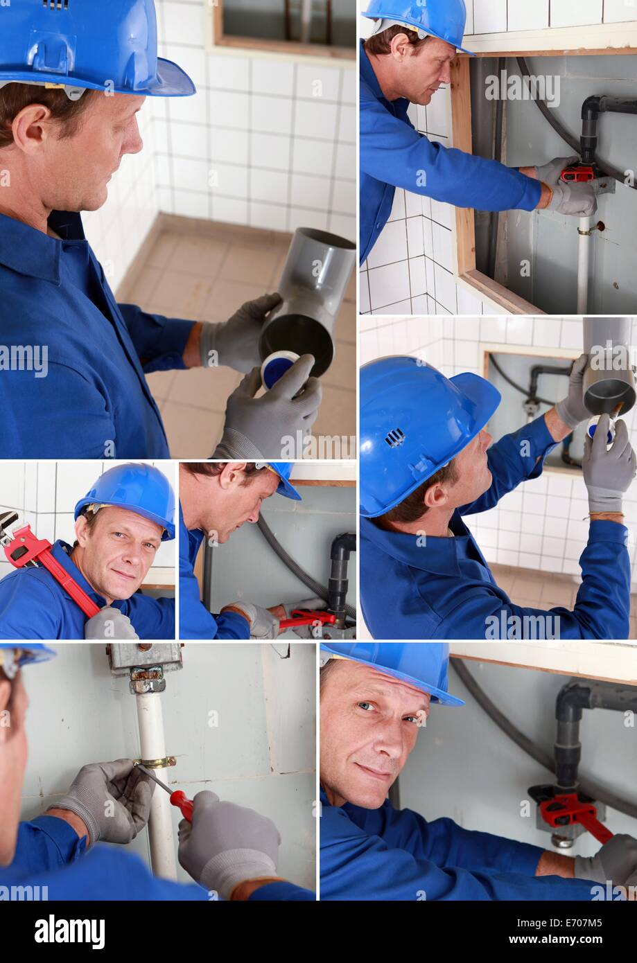 Plumber installing a water system Stock Photo - Alamy