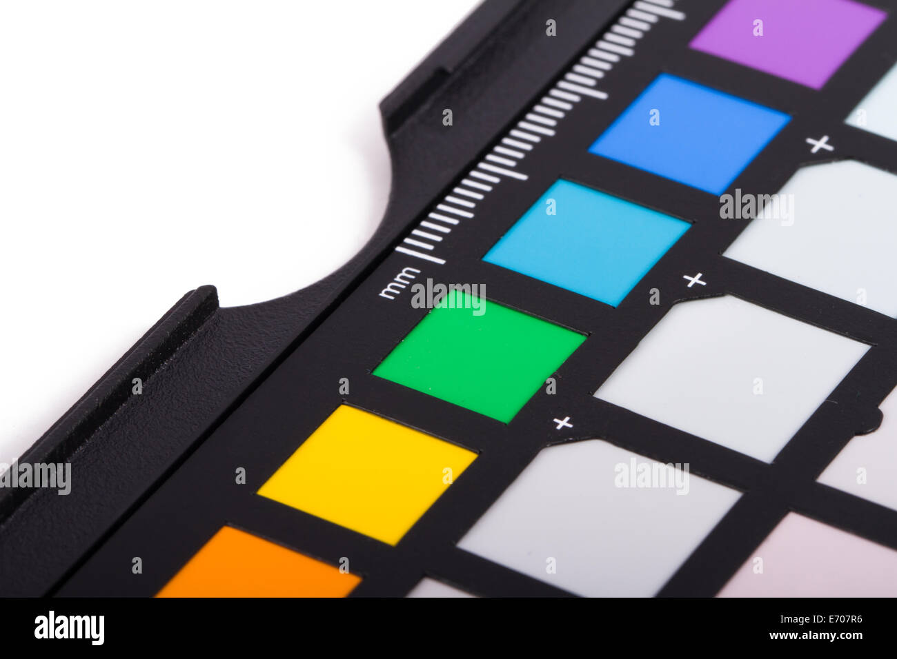 Close up view of color checker equipment of professional photographer ...