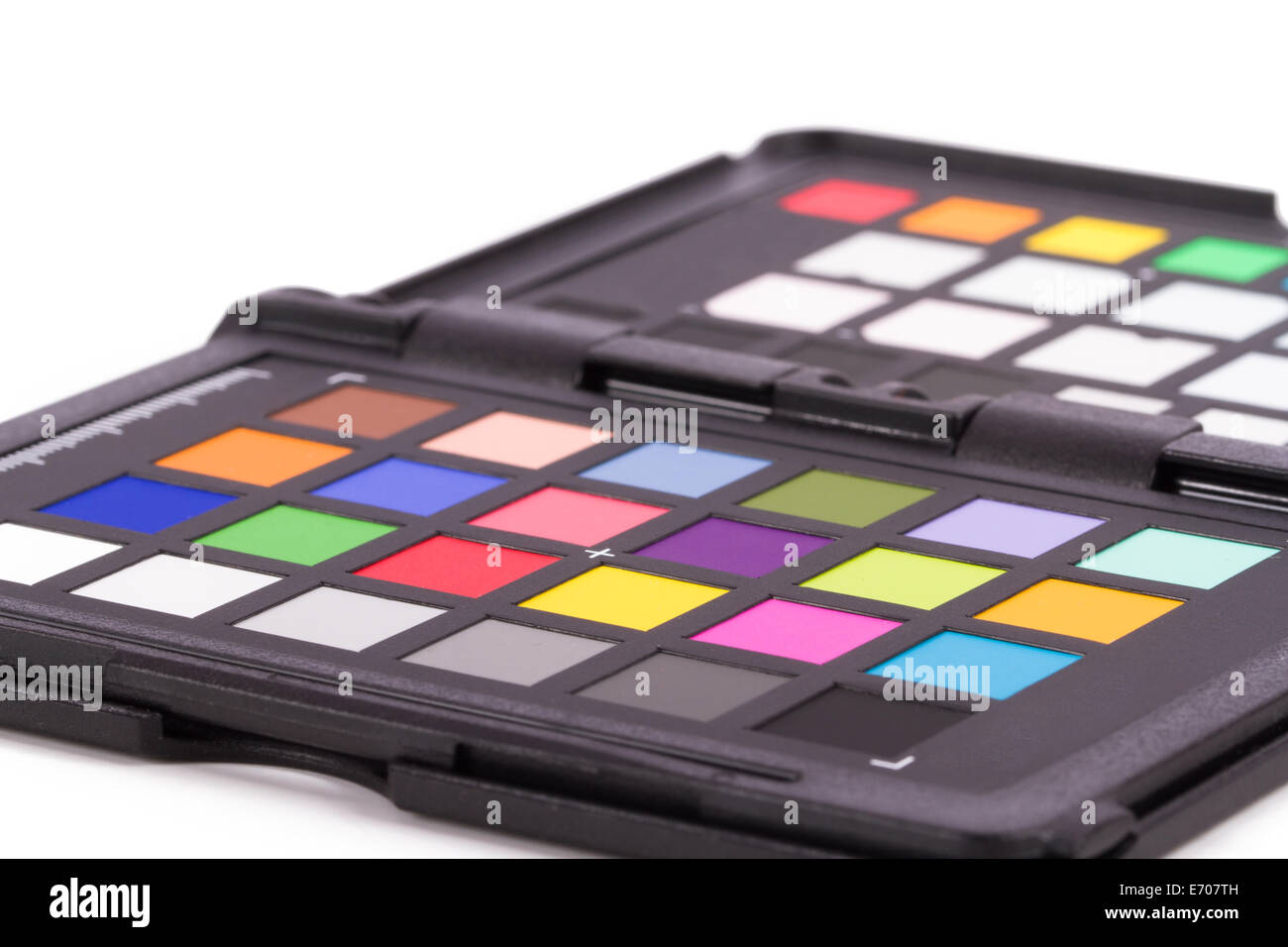 Close up view of color checker equipment of professional photographer ...