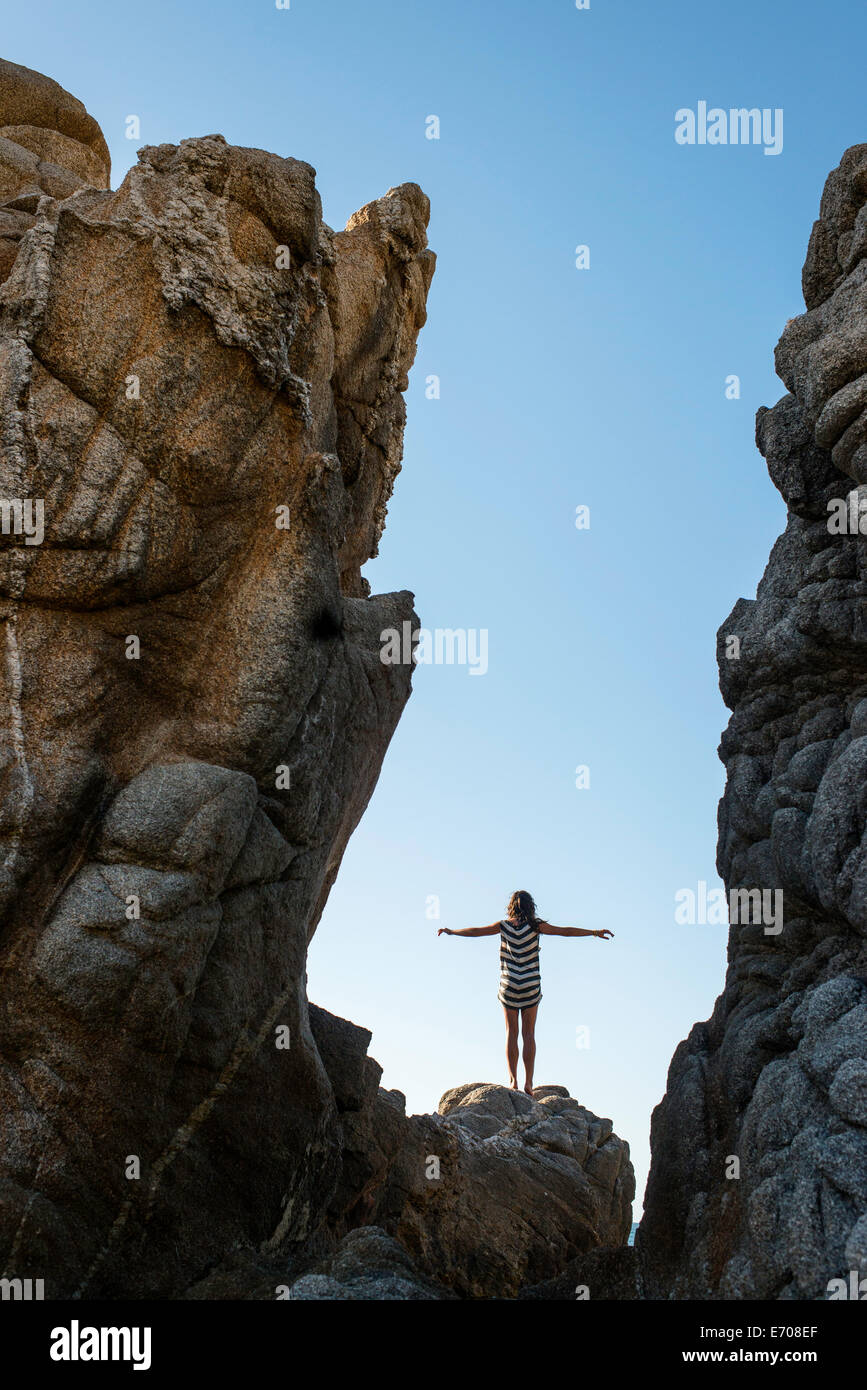 Silhouette young woman on beach hi-res stock photography and images - Alamy