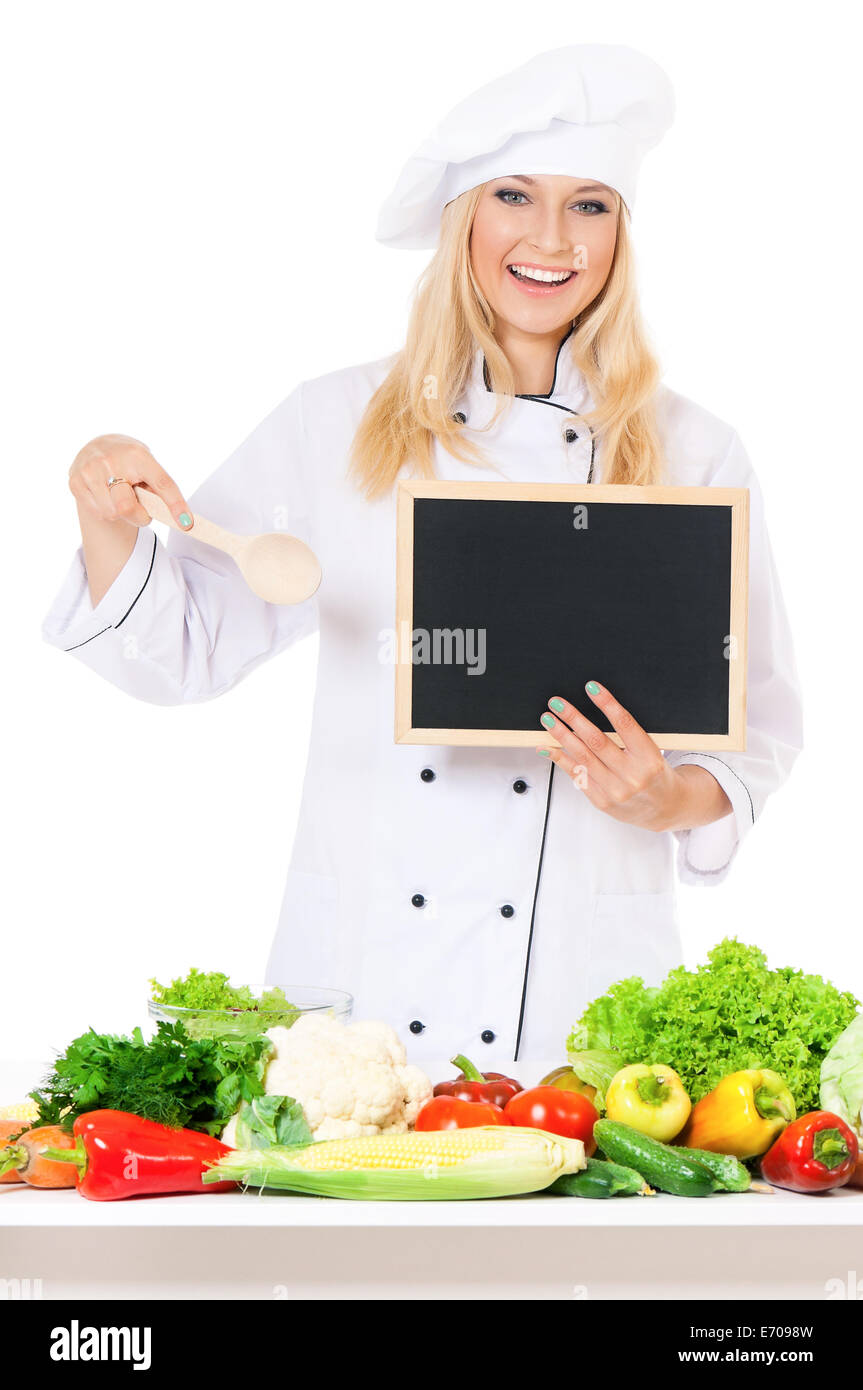 Woman cook white blank hi-res stock photography and images - Alamy