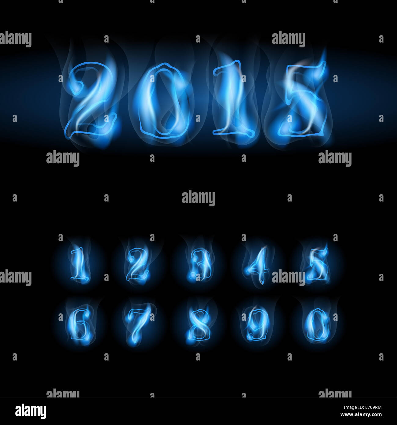 blue fire numbers Stock Photo - Alamy