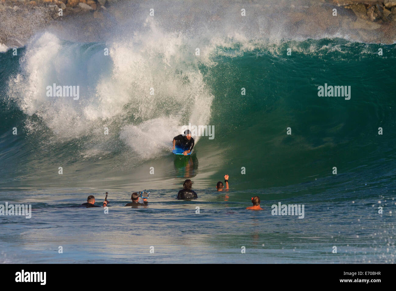 Sports photographers at the famous surfing location the wedge at ...