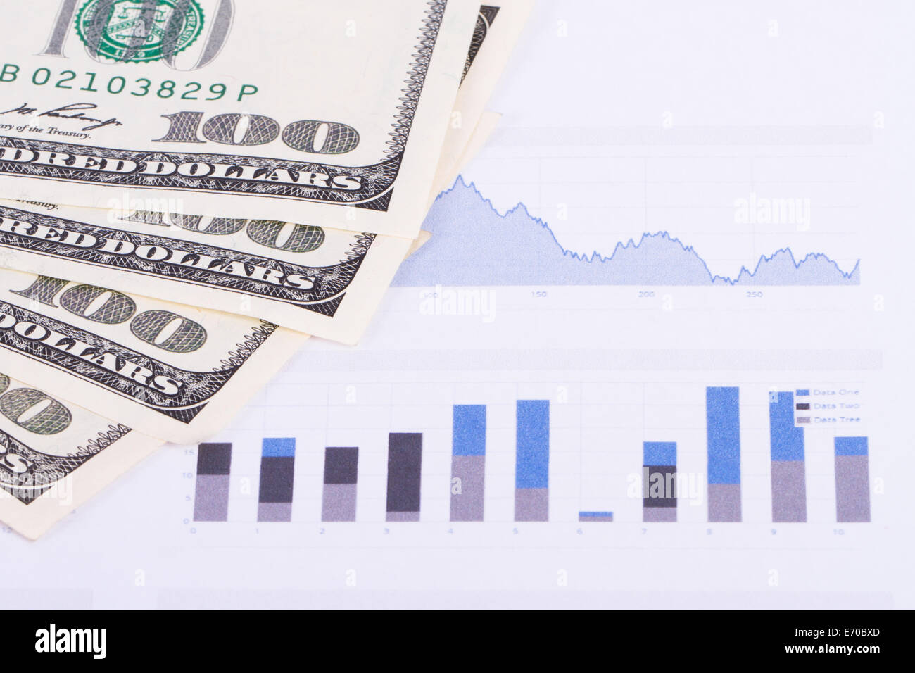 One hundred dollar banknotes on chart graphs Stock Photo - Alamy