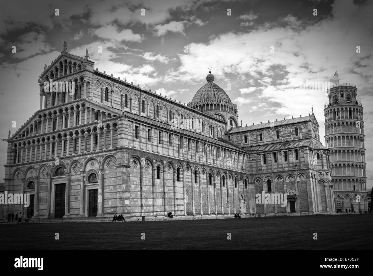Leaning tower cathedral duomo Black and White Stock Photos & Images - Alamy
