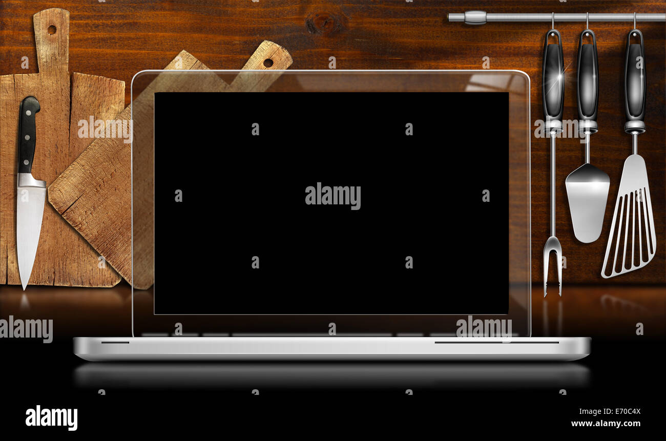 Laptop Computer in the Kitchen Stock Photo - Alamy