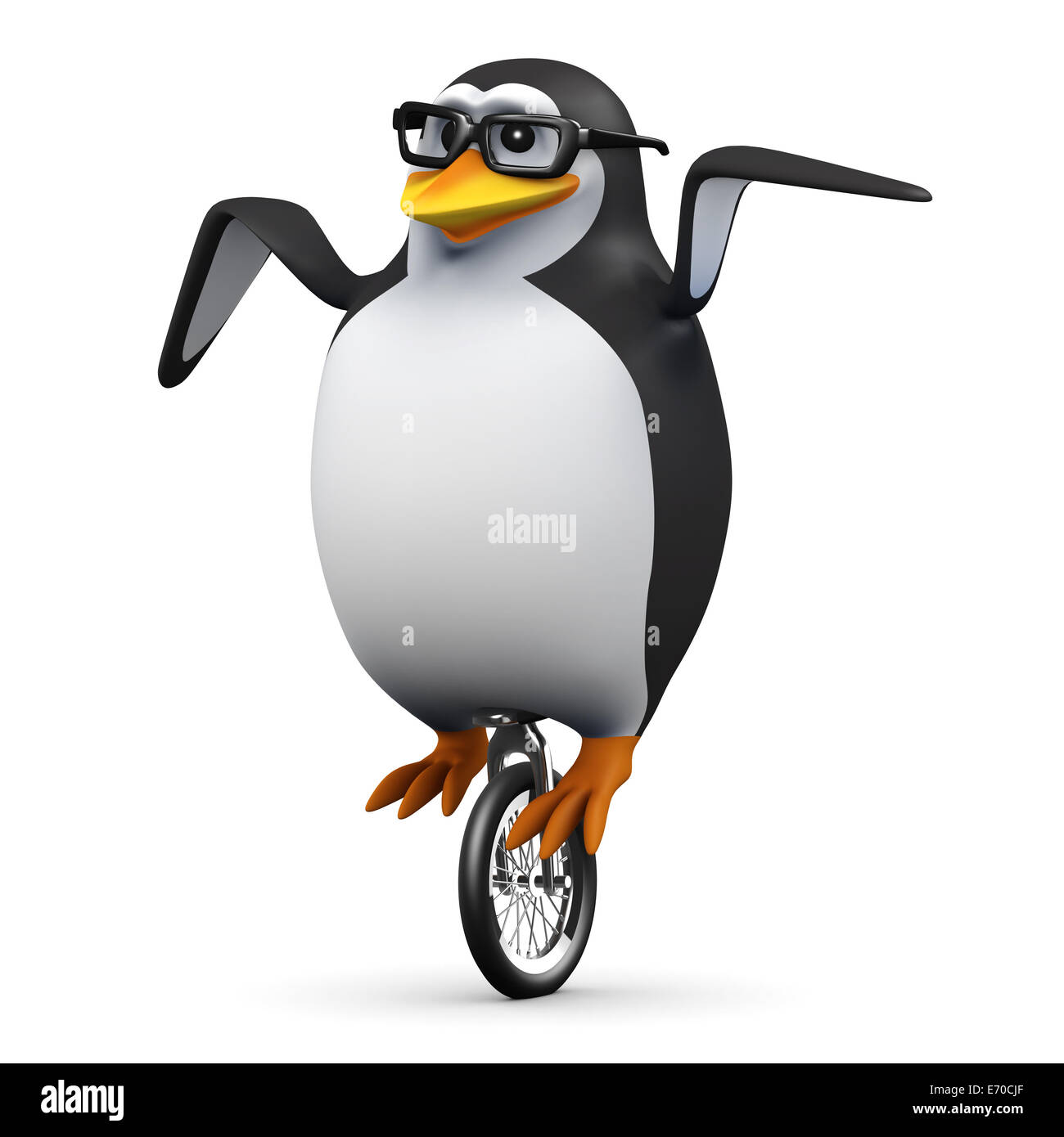 3d render of a penguin riding a unicycle Stock Photo - Alamy