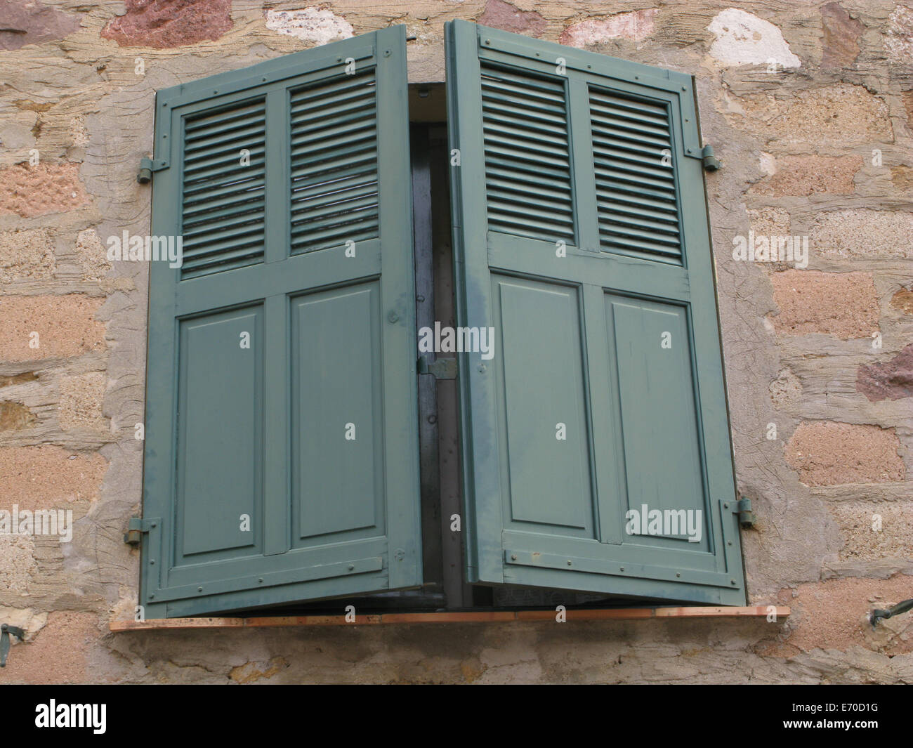 Green shuttered window Provence France Stock Photo - Alamy