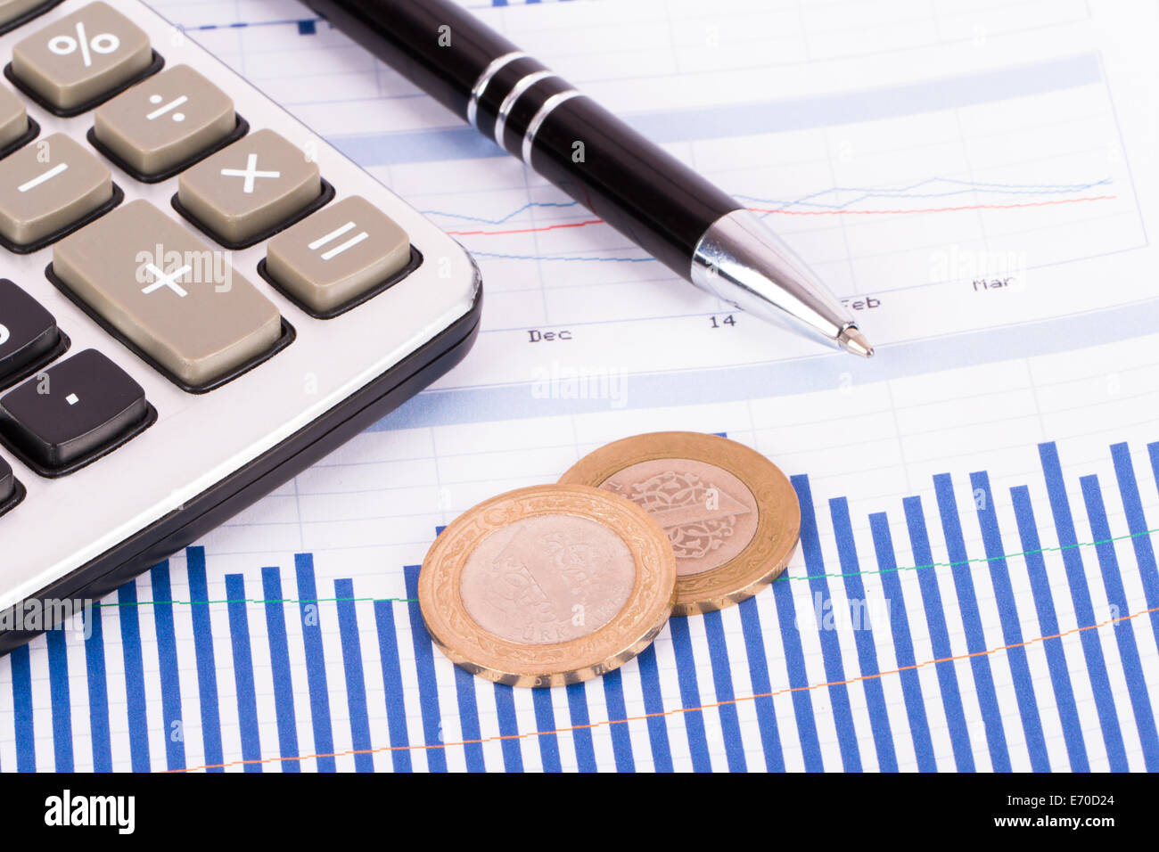 Close up view of financial data chart graphs and analysis Stock Photo ...