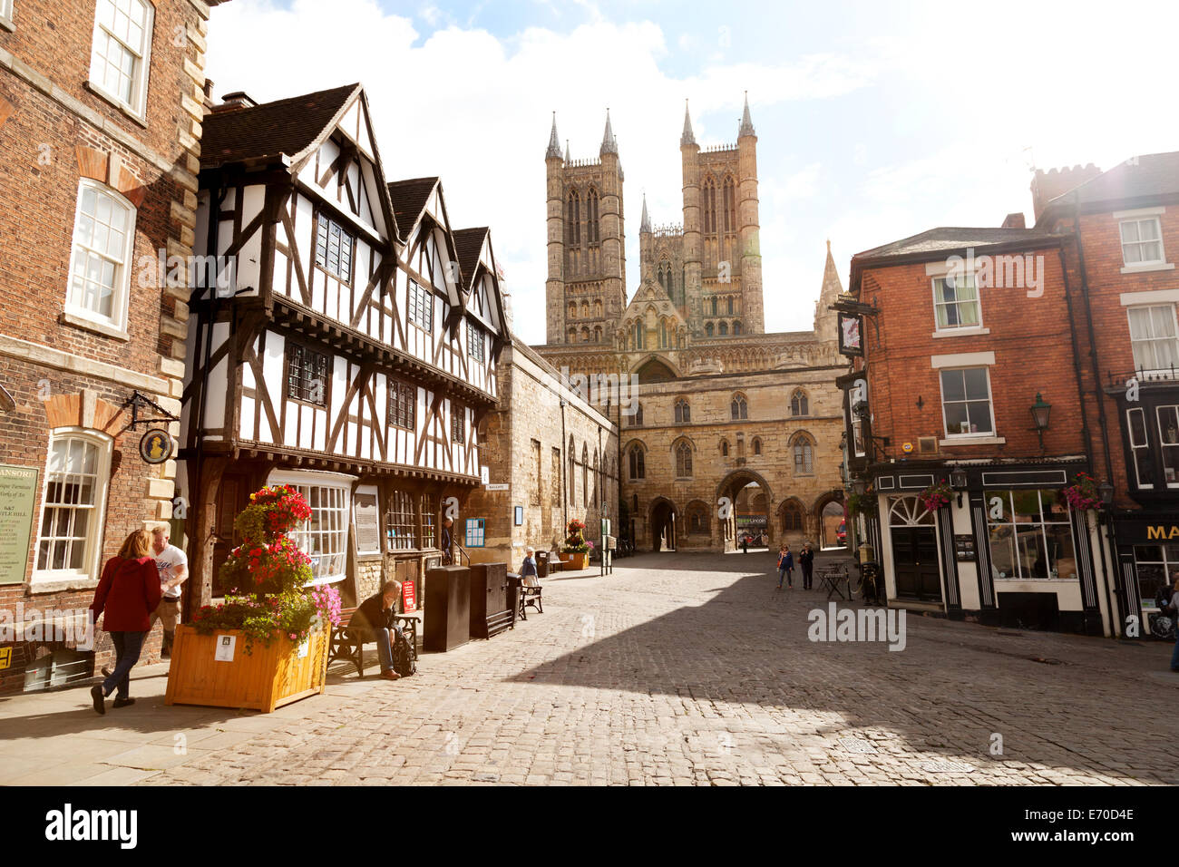Lincoln UK medieval City centre with the cathedral, seen from Castle ...