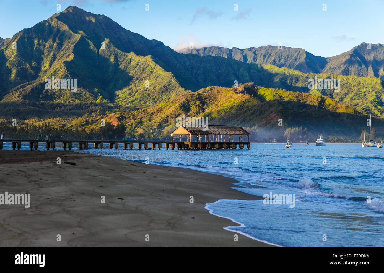 Hanalei Pier on Kauai at dawn Stock Photo - Alamy