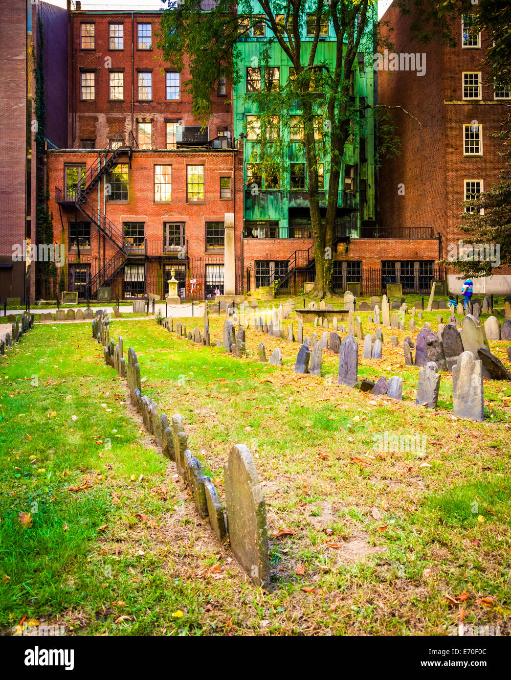 Historic cemetery and old buildings in Boston, Massachusetts Stock ...
