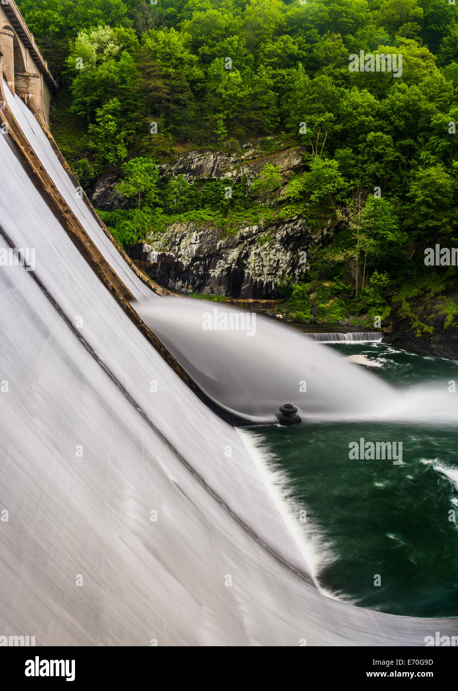 Long exposure of water flowing over Prettyboy Dam, in Baltimore County ...