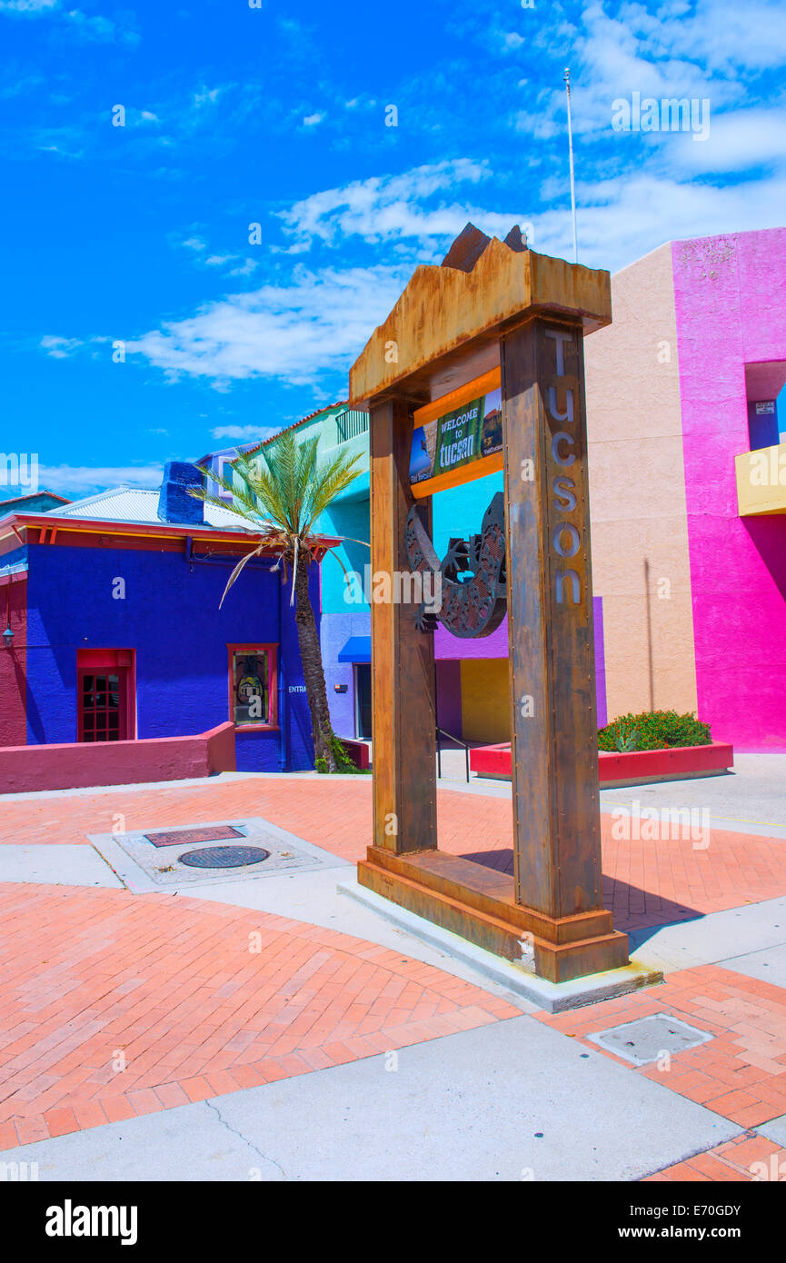 Sign promoting the city of Tucson in Historic District of Downtown ...