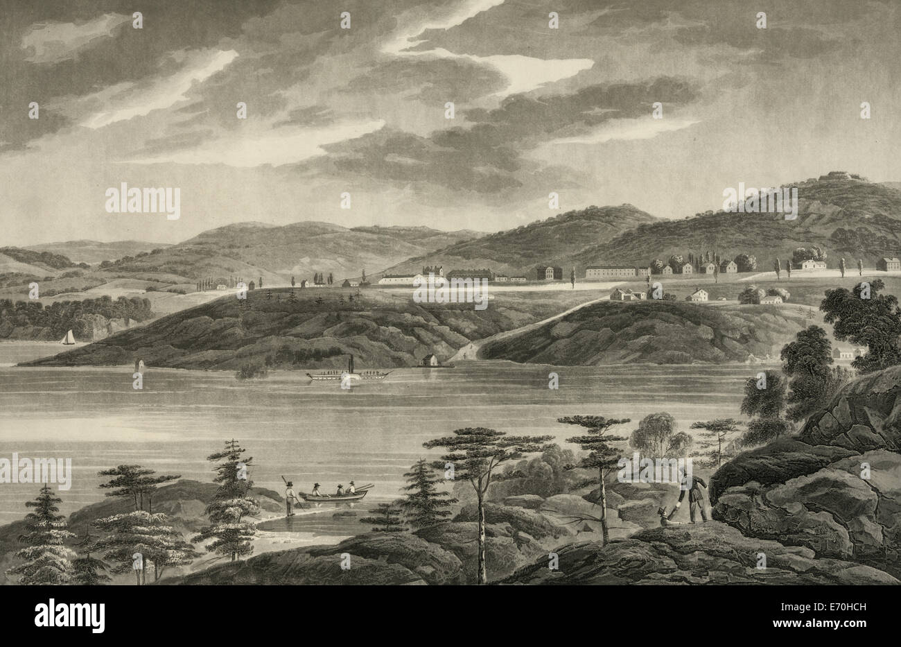 West Point - a view of the Hudson River from above the banks opposite ...