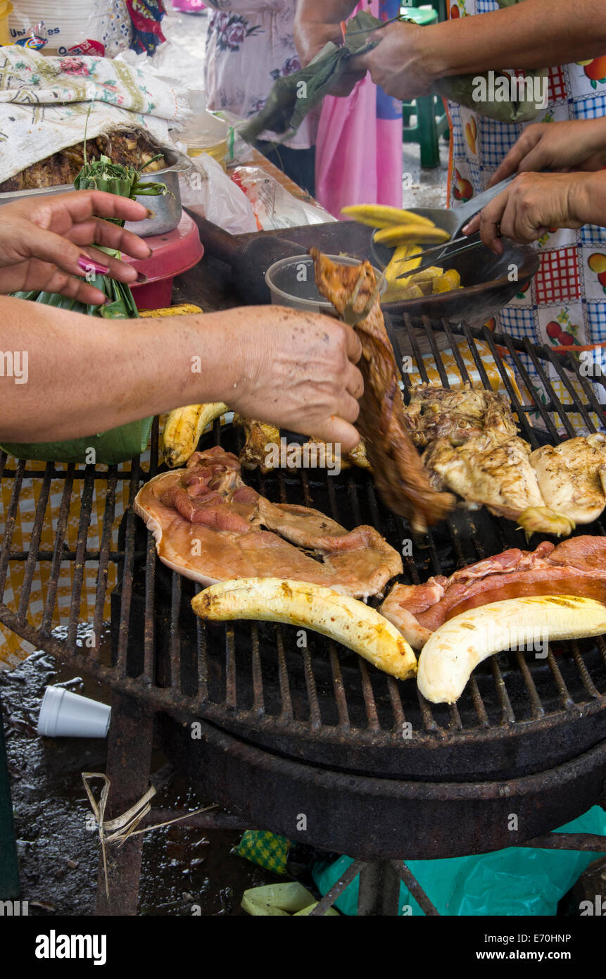 Traditional food jungle Juane, Tacacho and Cecina, fried bananain Tingo ...