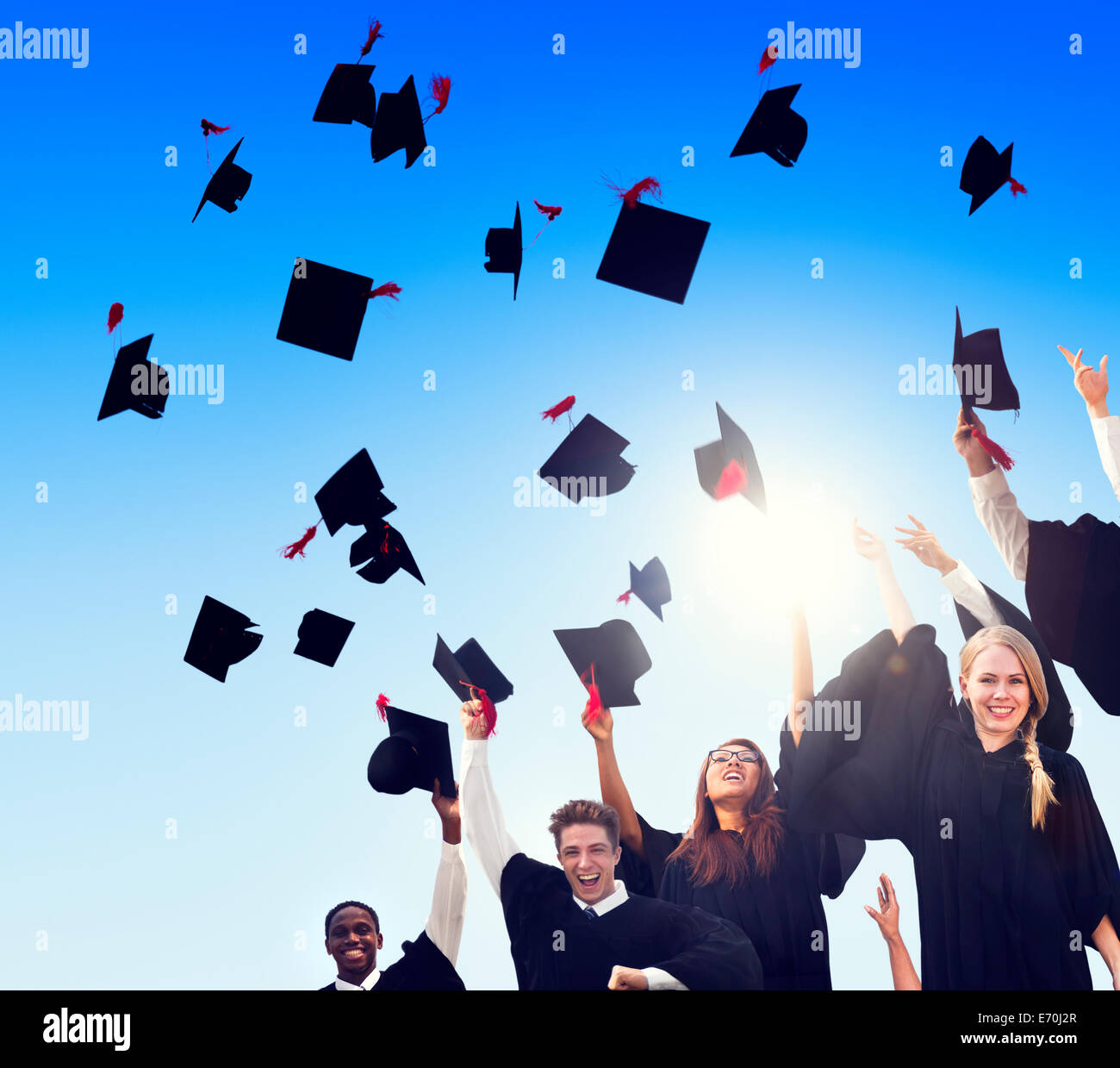 Group Of Diverse International Student Celebrating Their Graduation ...