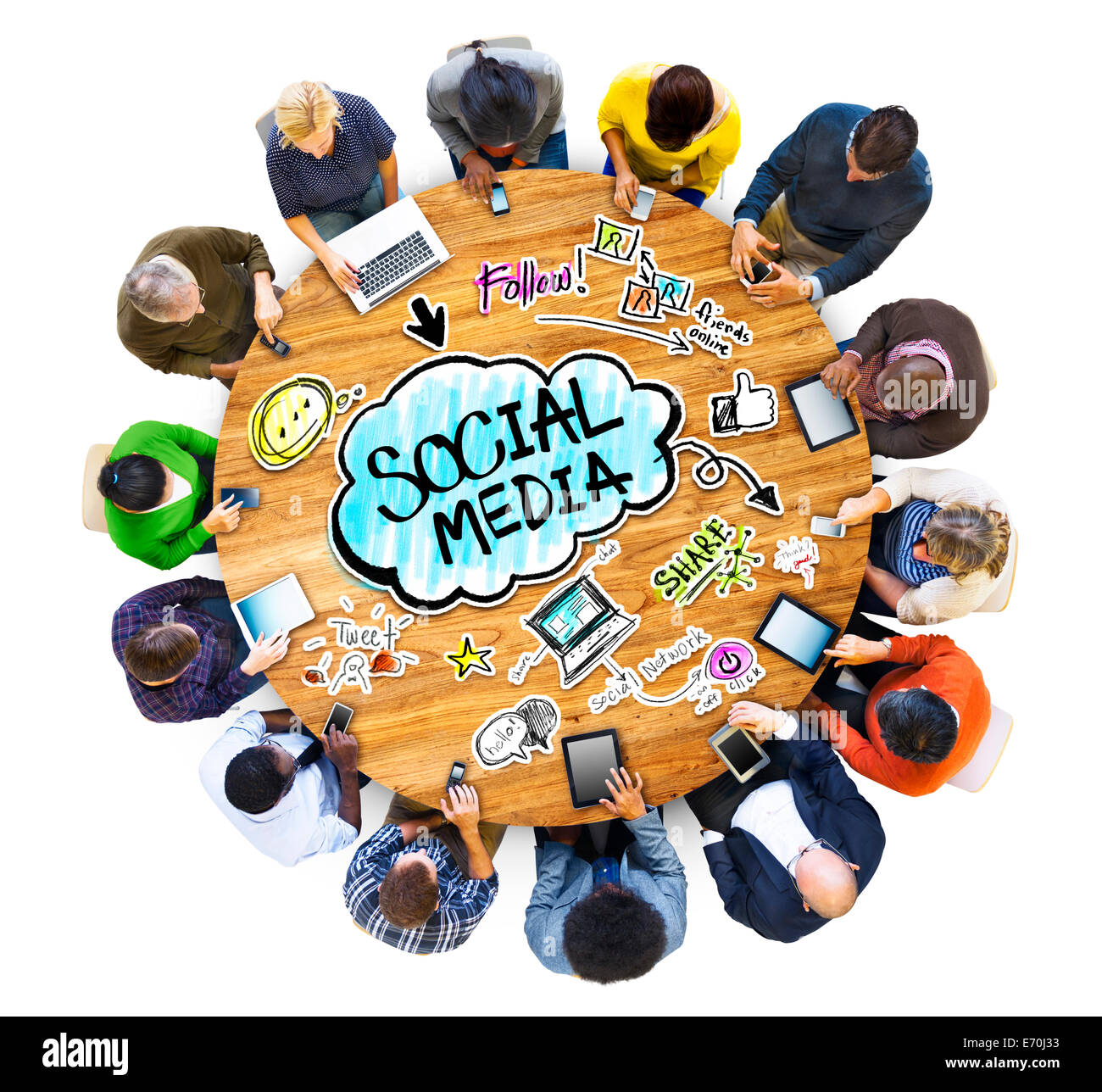 Group of People Discussing Social Media Stock Photo - Alamy