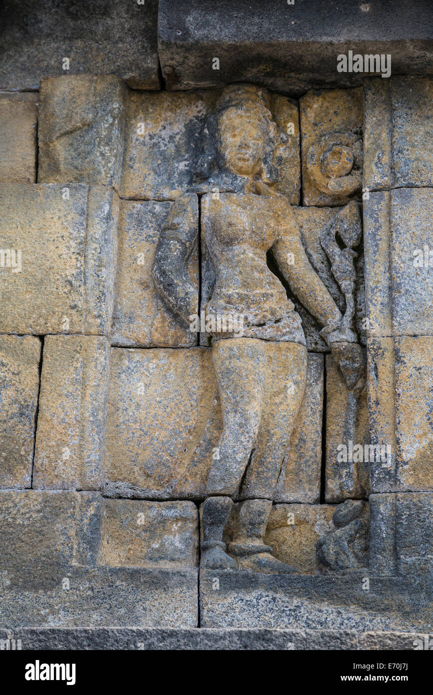Borobudur, Java, Indonesia. An Apsara (Hapsara), a Deity in Hindu ...