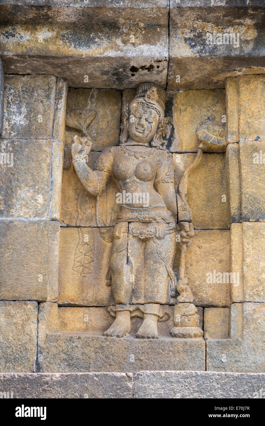 Borobudur, Java, Indonesia. An Apsara (Hapsara), a Deity in Hindu ...