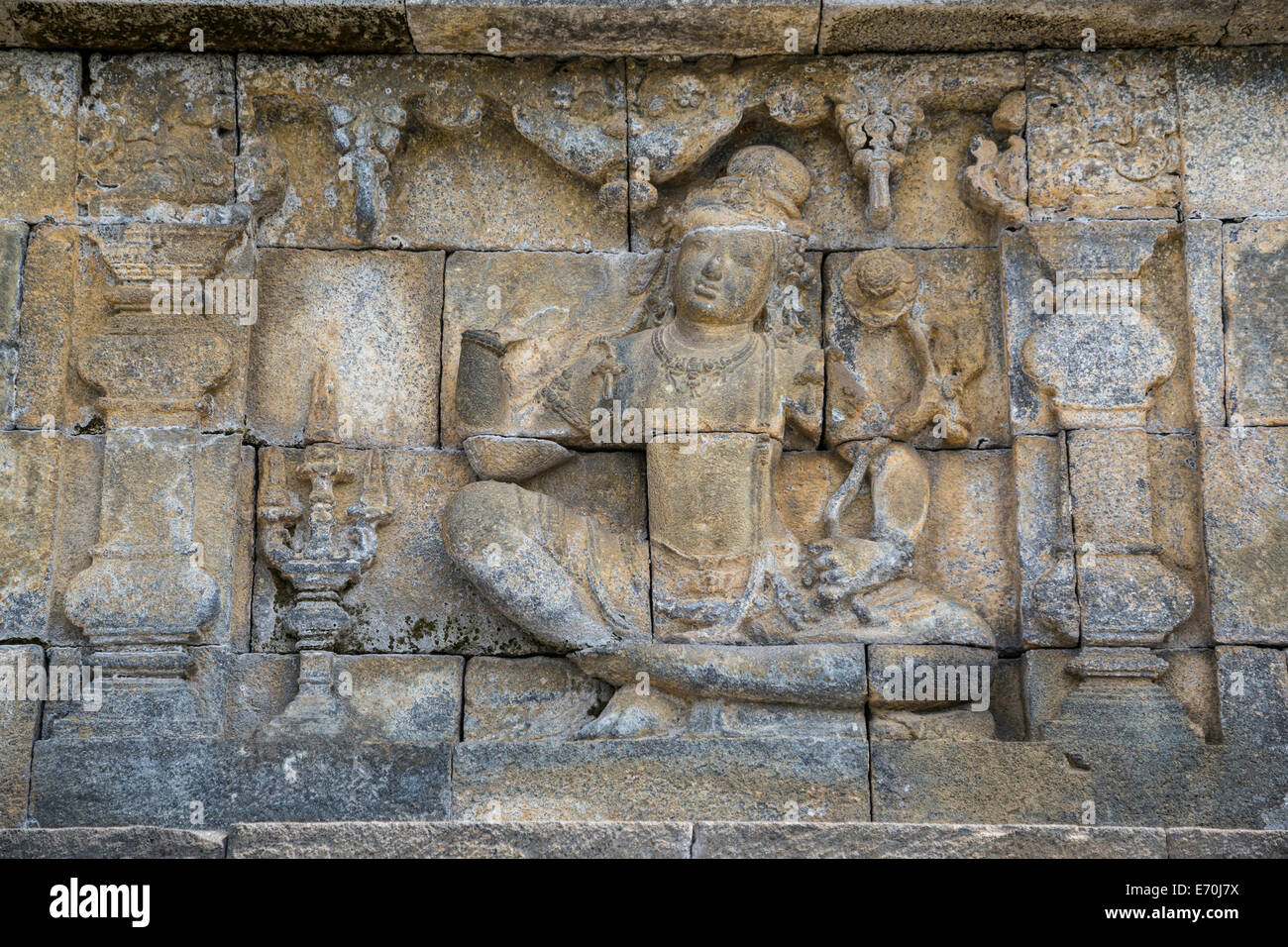 Borobudur, Java, Indonesia. Bas-relief Stone Carving Showing Scenes ...