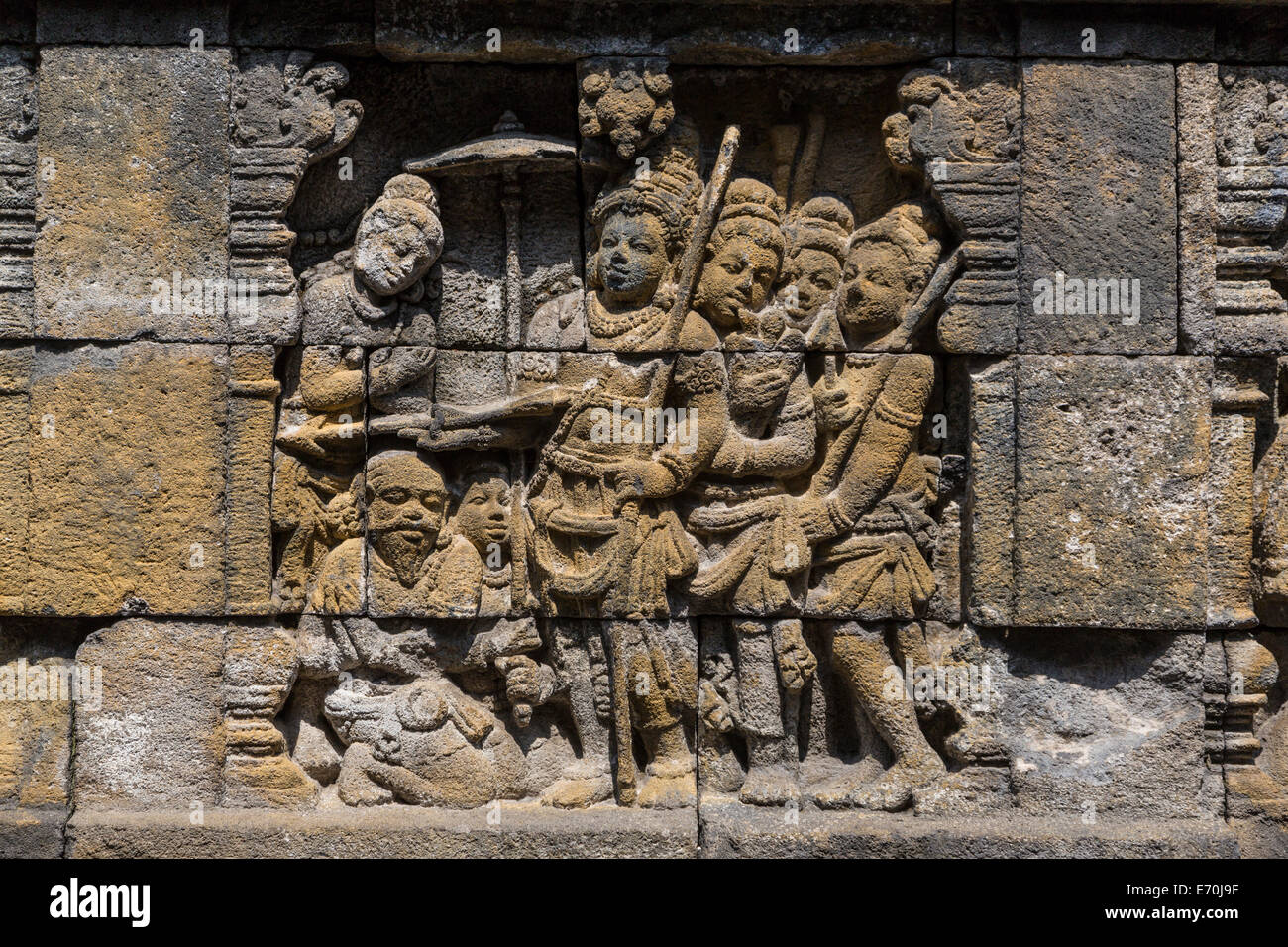 Borobudur, Java, Indonesia. Bas-relief Stone Carving Representing Scene ...