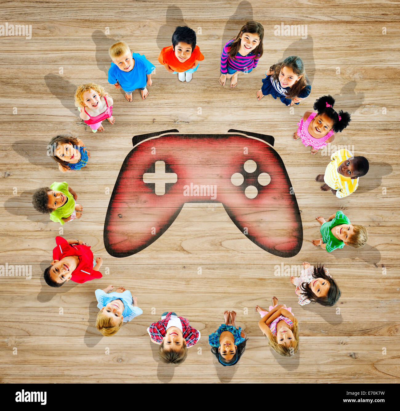 Group of Children With GAme Controller Stock Photo - Alamy