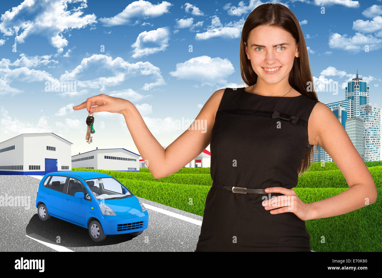 Happy girl with key in hand hi-res stock photography and images - Alamy