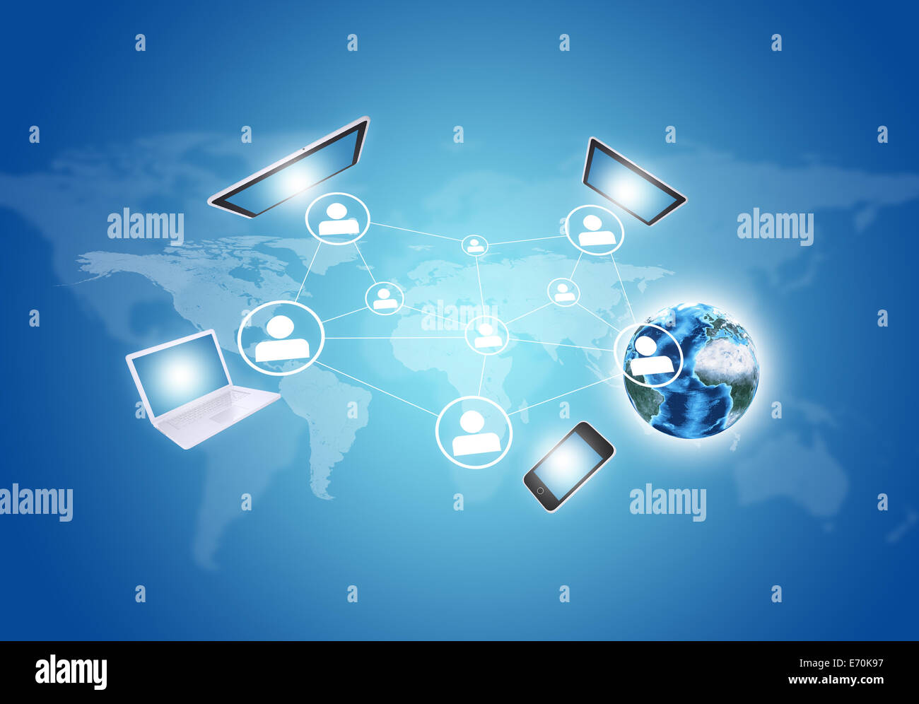 Earth globe and electronics. Concept of communication Stock Photo - Alamy
