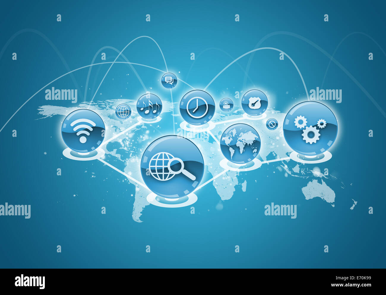 Cloud of blue application icon Stock Photo - Alamy