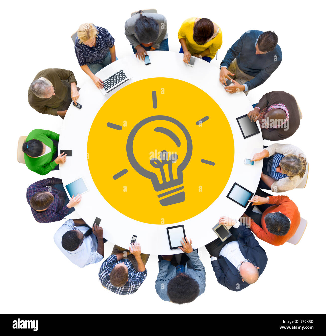 Group people light bulb symbol hi-res stock photography and images - Alamy