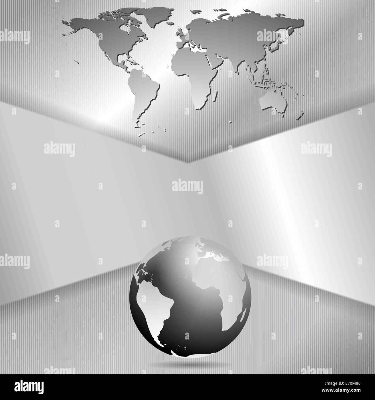 Abstract metal tech vector background with globe and map Stock Photo ...