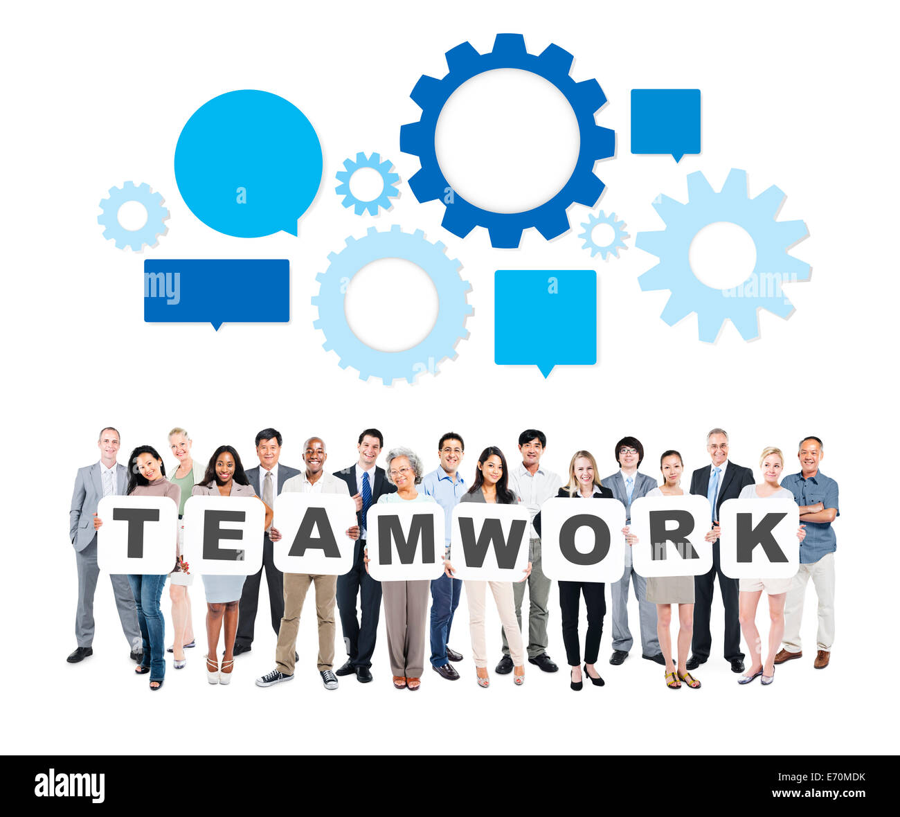 Business team holding bubble sign hi-res stock photography and images ...