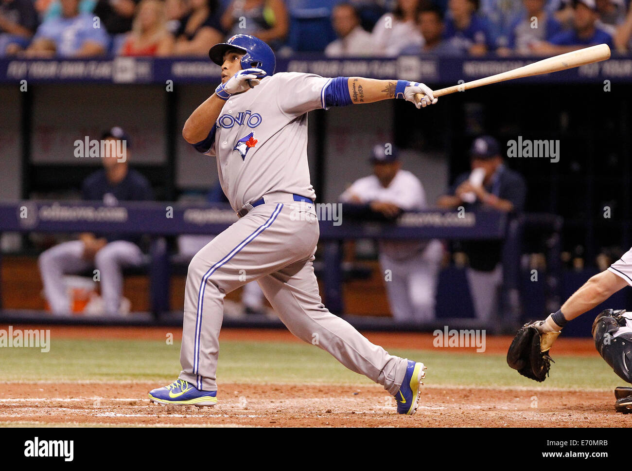 Tampa, Florida, US. 2nd Sep, 2014. Former Ray Dioner Navarro hits a two ...