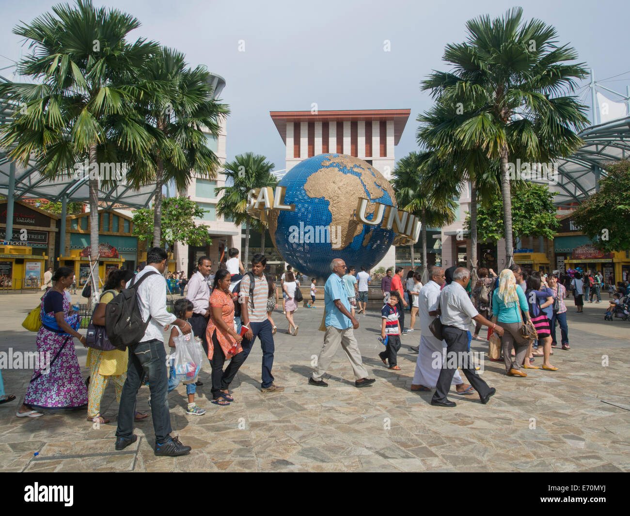 Tourists visit Universal Studios at Sentosa island in Singapore Stock ...