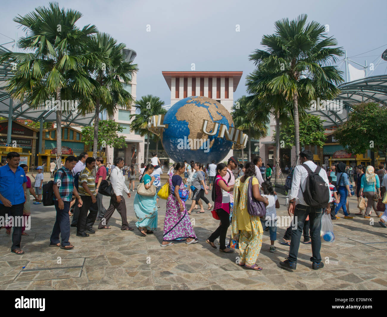 Tourists visit Universal Studios at Sentosa island in Singapore Stock ...