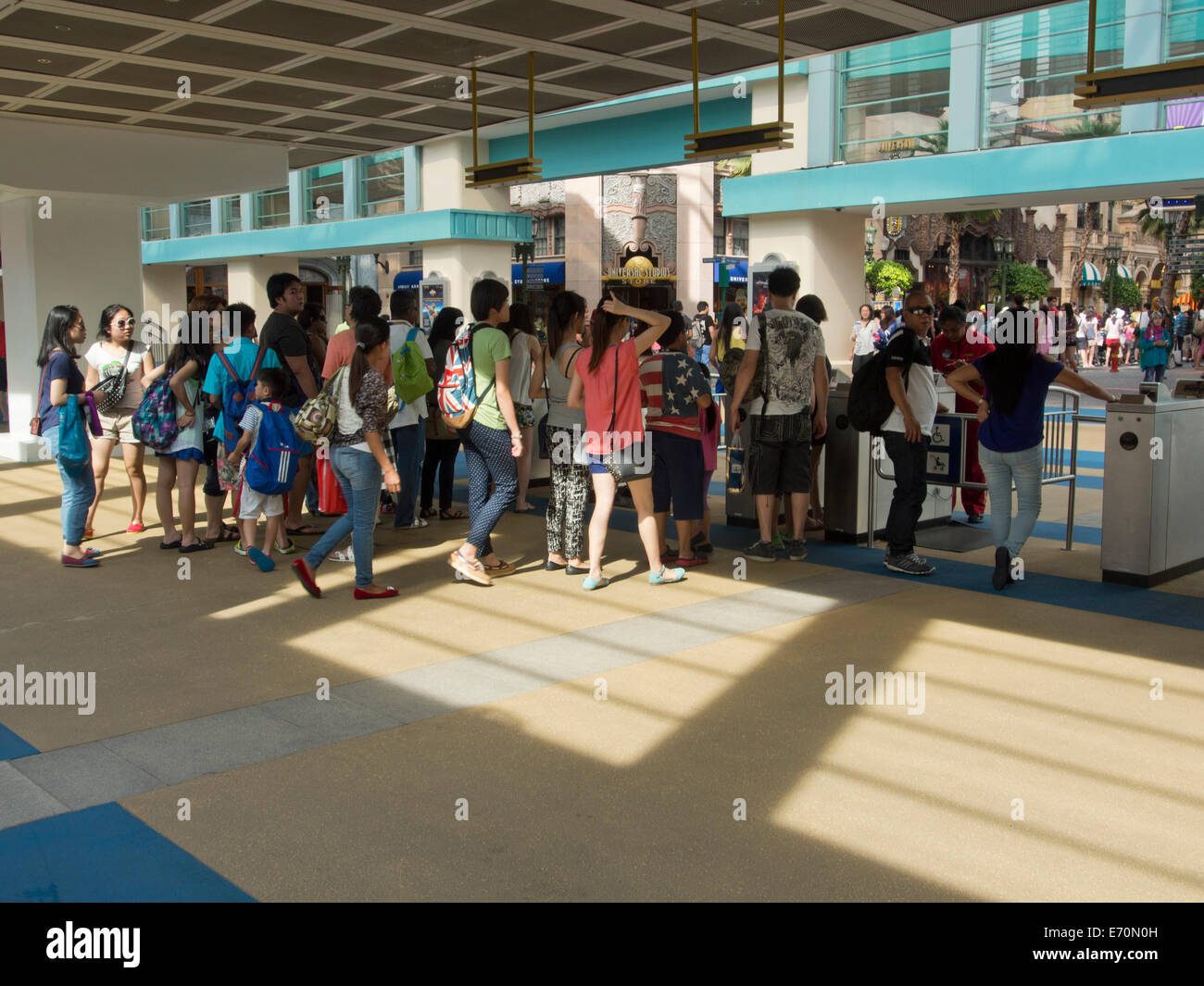Tourists visit Universal Studios at Sentosa island in Singapore Stock ...