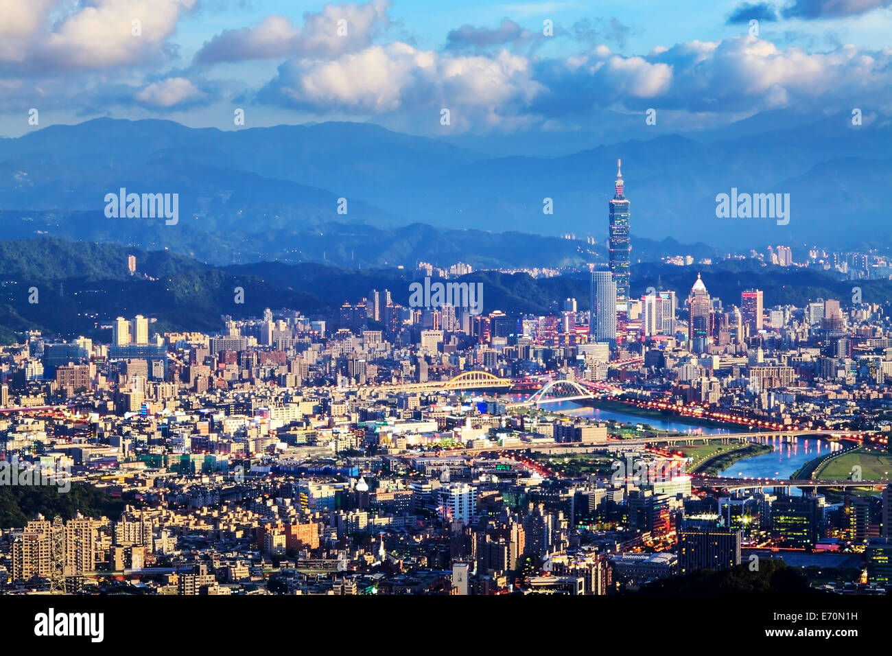 Skyline of Xinyi District in downtown Taipei, Taiwan for adv or others ...