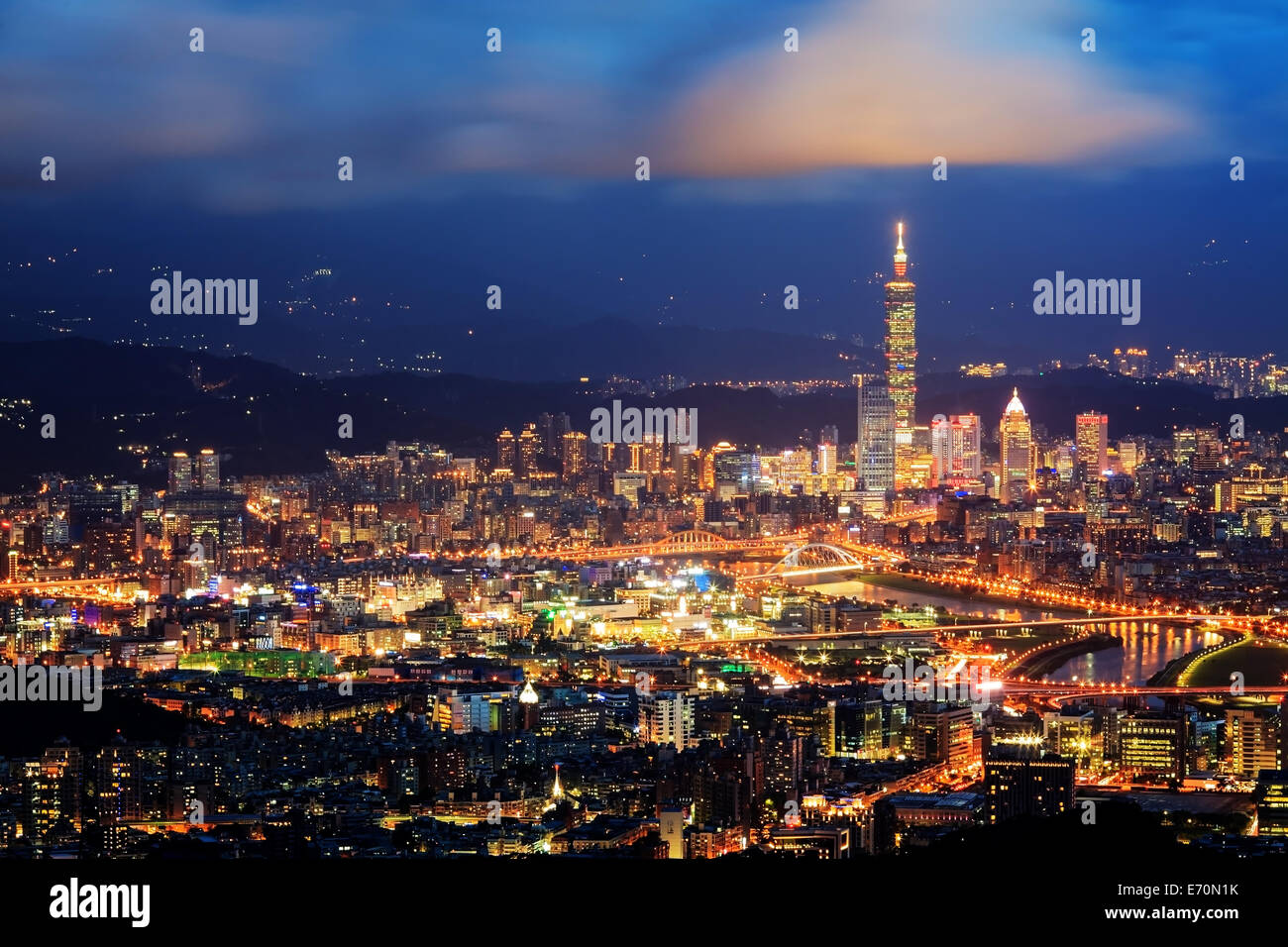 Skyline of Xinyi District in downtown Taipei, Taiwan for adv or others ...