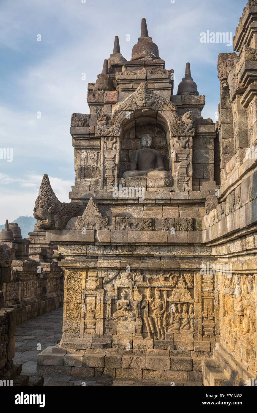 Borobudur, Java, Indonesia. Stone Carving Showing Scenes from the ...