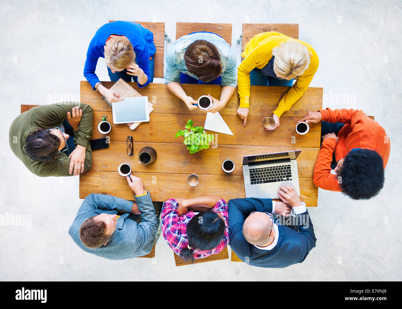 Group of Multiethnic People Having a Coffee Break Stock Photo - Alamy