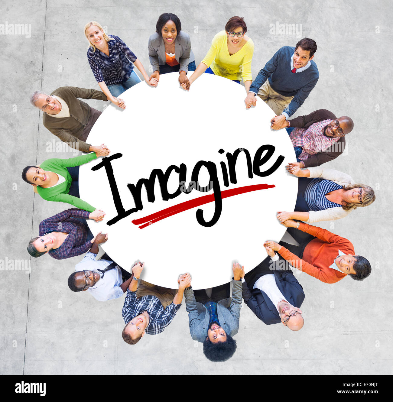Group of People Holding Hands Around Letter Imagine Stock Photo - Alamy