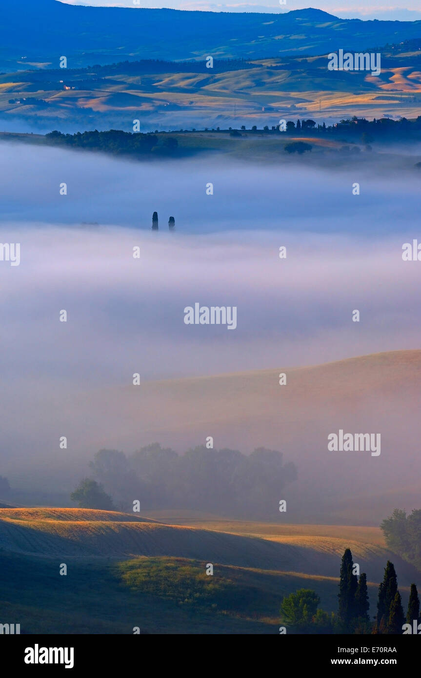 Val d'Orcia, Orcia Valley at dawn,Morning fog, UNESCO World Heritage ...